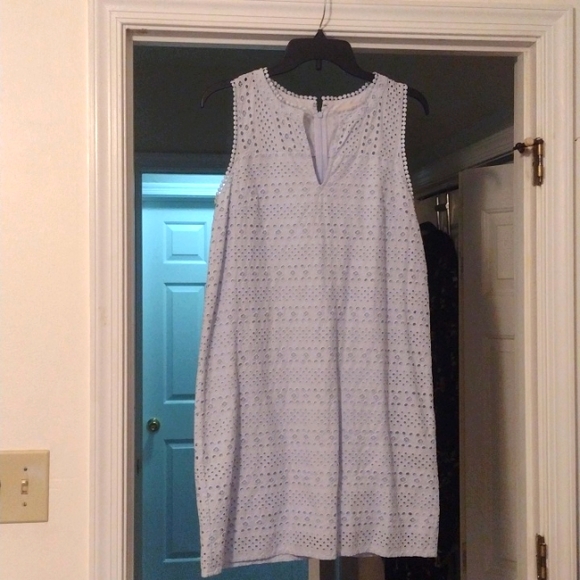 LOFT | Dresses | Light Blue Eyelet Loft Mini Shift Dress | Poshmark